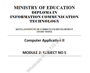 Computer Application II (Theory & Practical) KNEC notes - KNEC notes ...