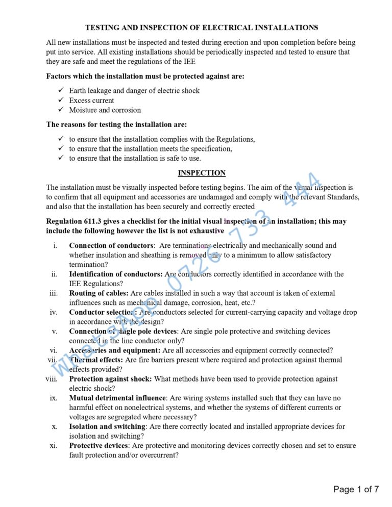 Topic 11: Tests and Inspection - KNEC notes and Revision materials