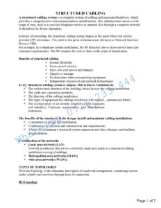 Topic 12: Structured Cabling - KNEC notes and Revision materials