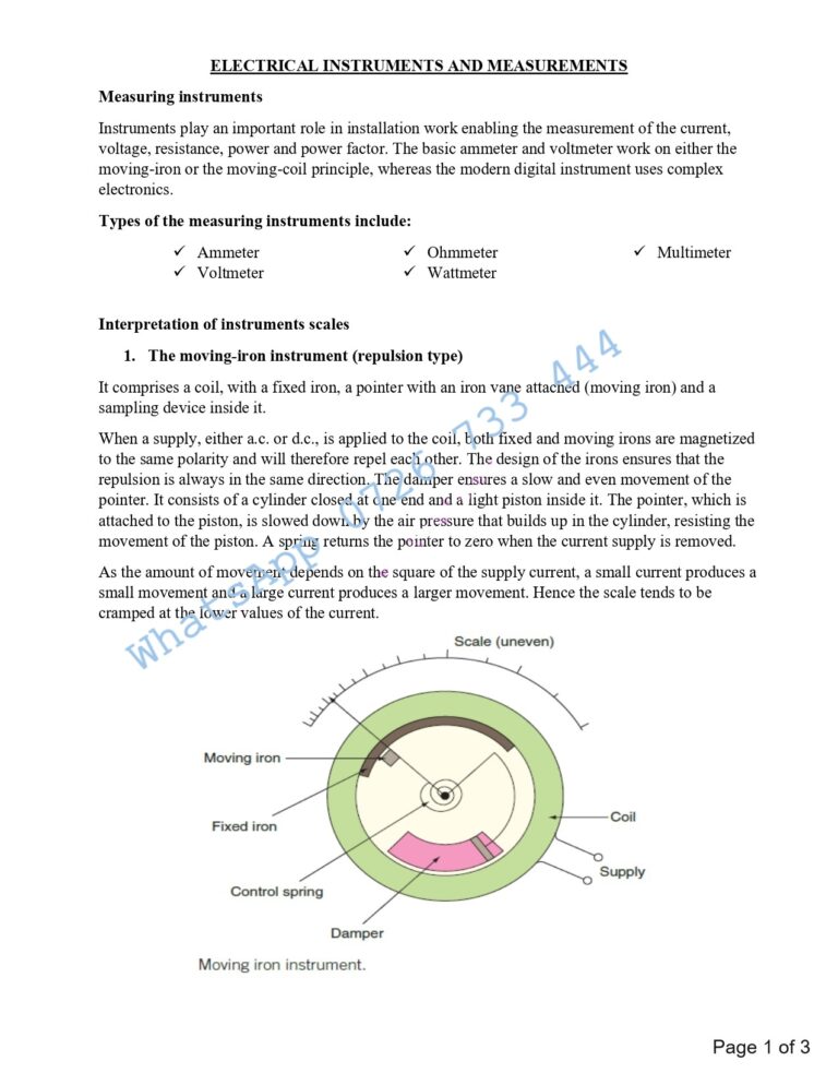 Topic 4: Electrical Instruments and Measurements - KNEC notes and ...